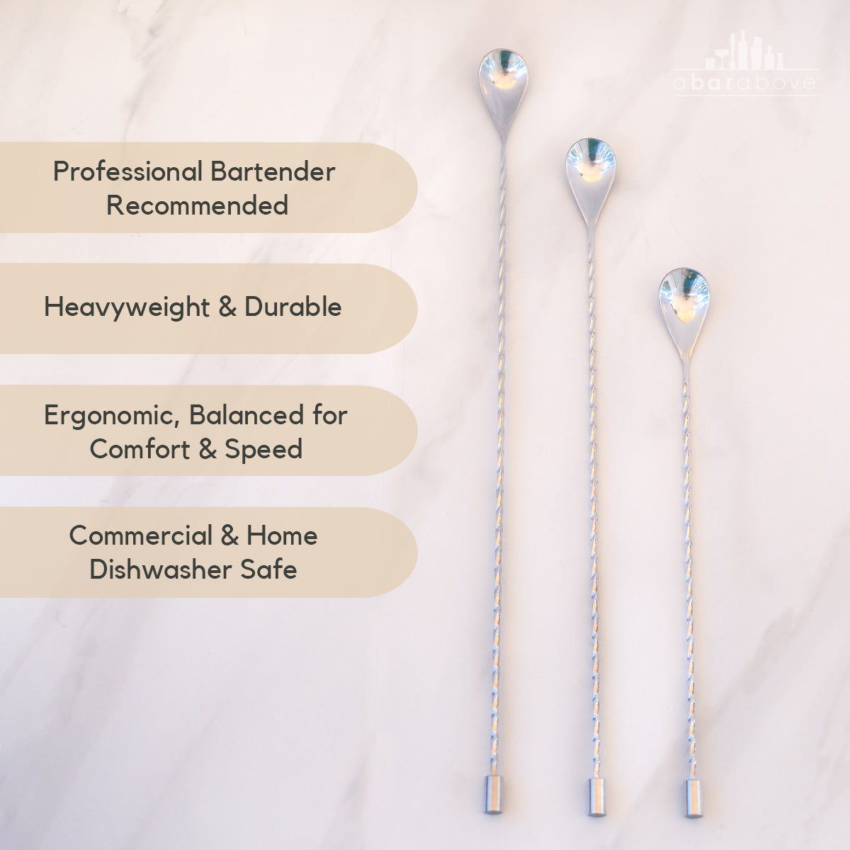 Long Bar Spoon | Cocktail Spoons - A Bar Above